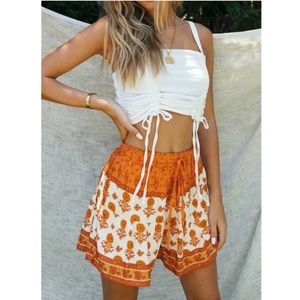 Shorts | Boho Mint Floral Print Gypsy Shorts | Poshmark